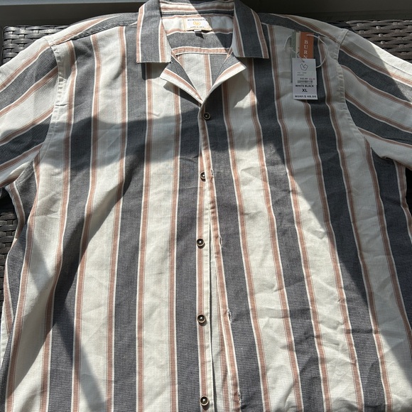 burnside | Shirts | Burnside Mens Casual Striped Shirt Beige Black And ...